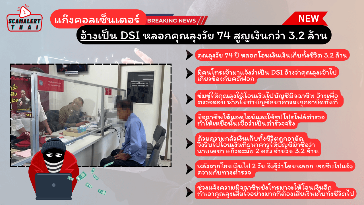เตือนภัย! แก๊งคอลเซ็นเตอร์อ้างตัวเป็น DSI หลอกลวงประชาชน
